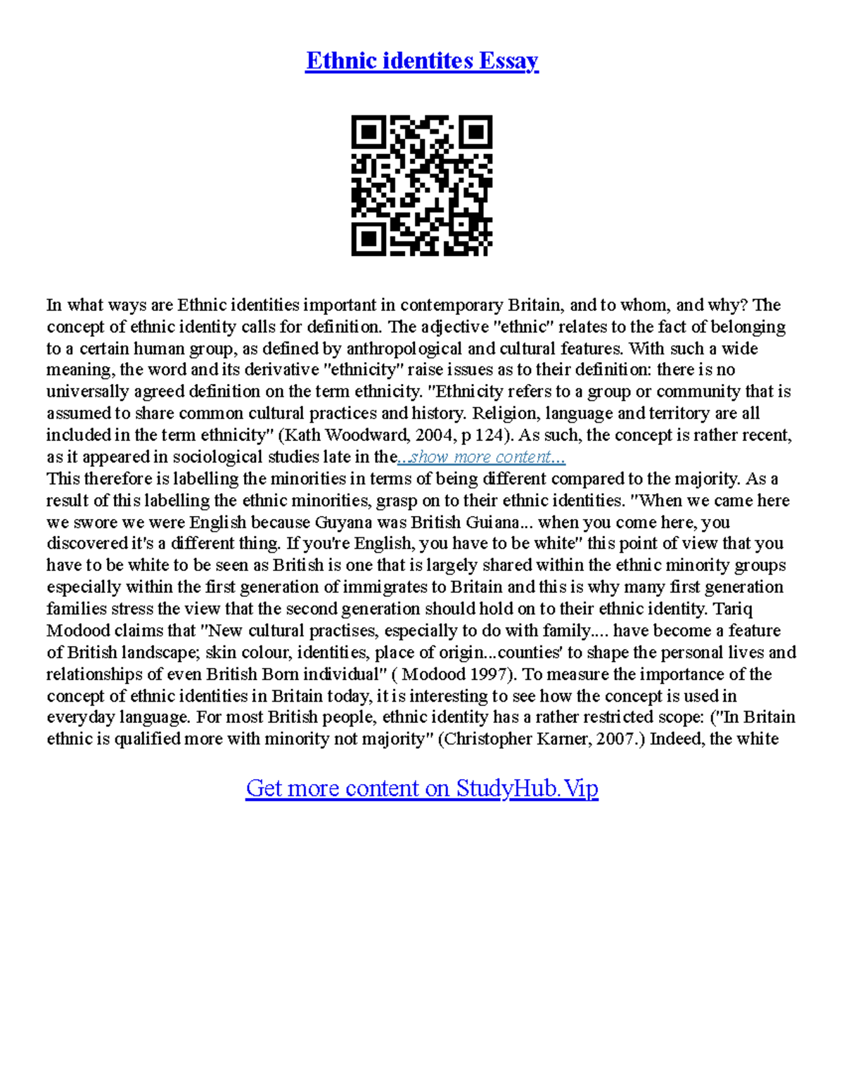 Ethnic Identity Essay - Ethnic identites Essay In what ways are Ethnic ...