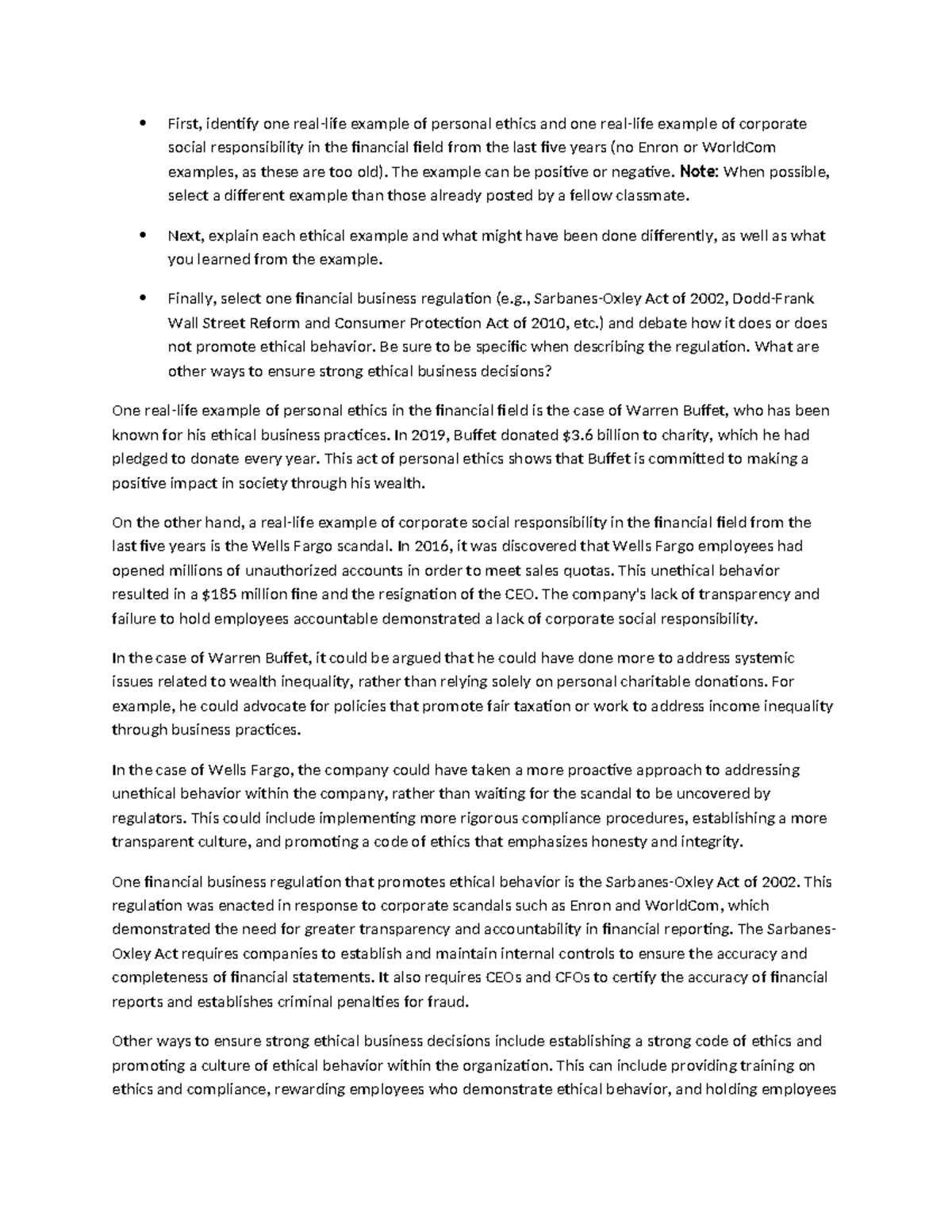 Ethics - assignment - First, identify one real-life example of personal ...