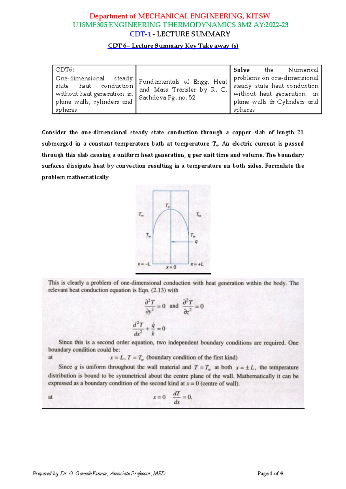 HT-CDT-6 - important notes - U18ME305 ENGINEERING THERMODYNAMICS 3M2 AY ...