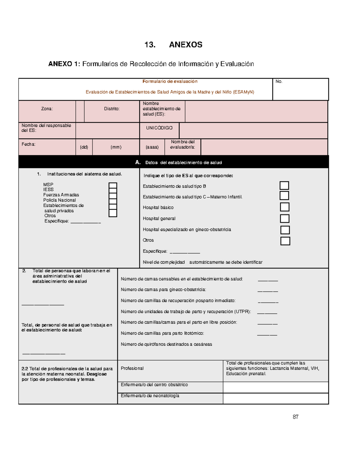 Nuevos formularios ESAMy N 2024 - 13. ANEXOS ANEXO 1: Formularios de ...