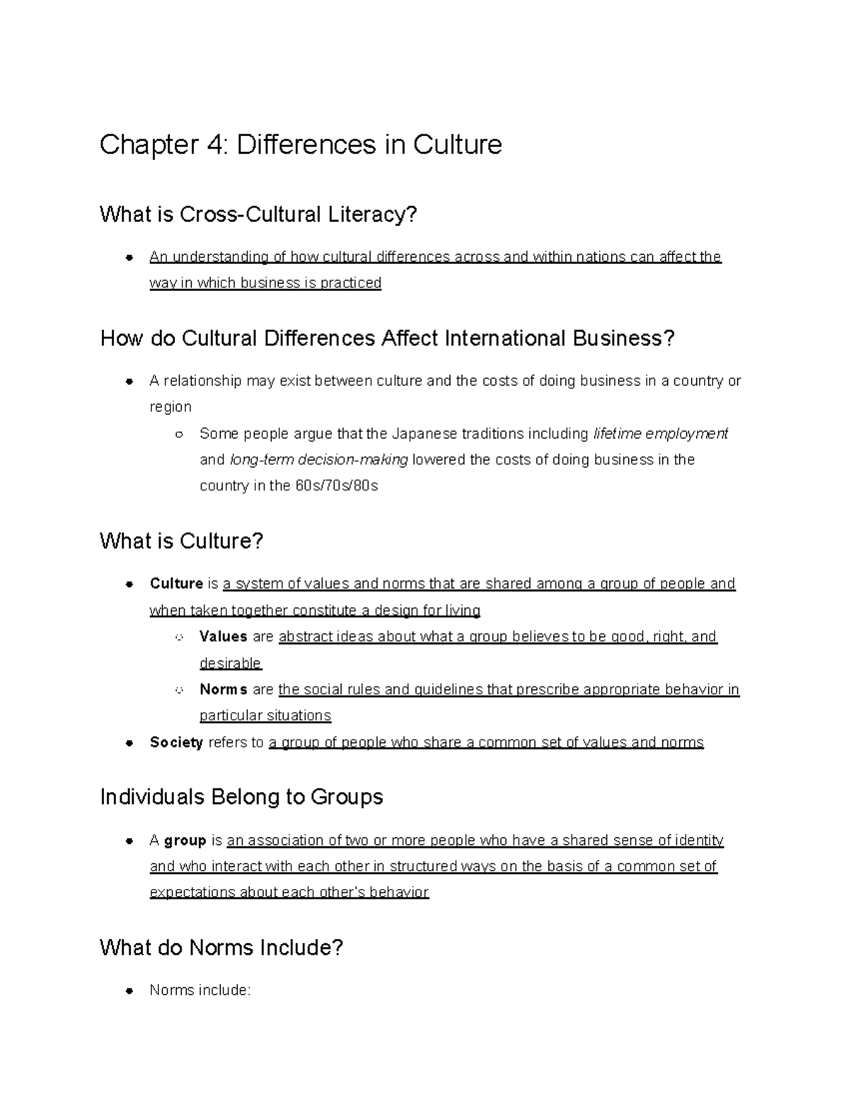 IBUS326 Chapter 4 - Chapter 4: Differences in Culture What is Cross ...