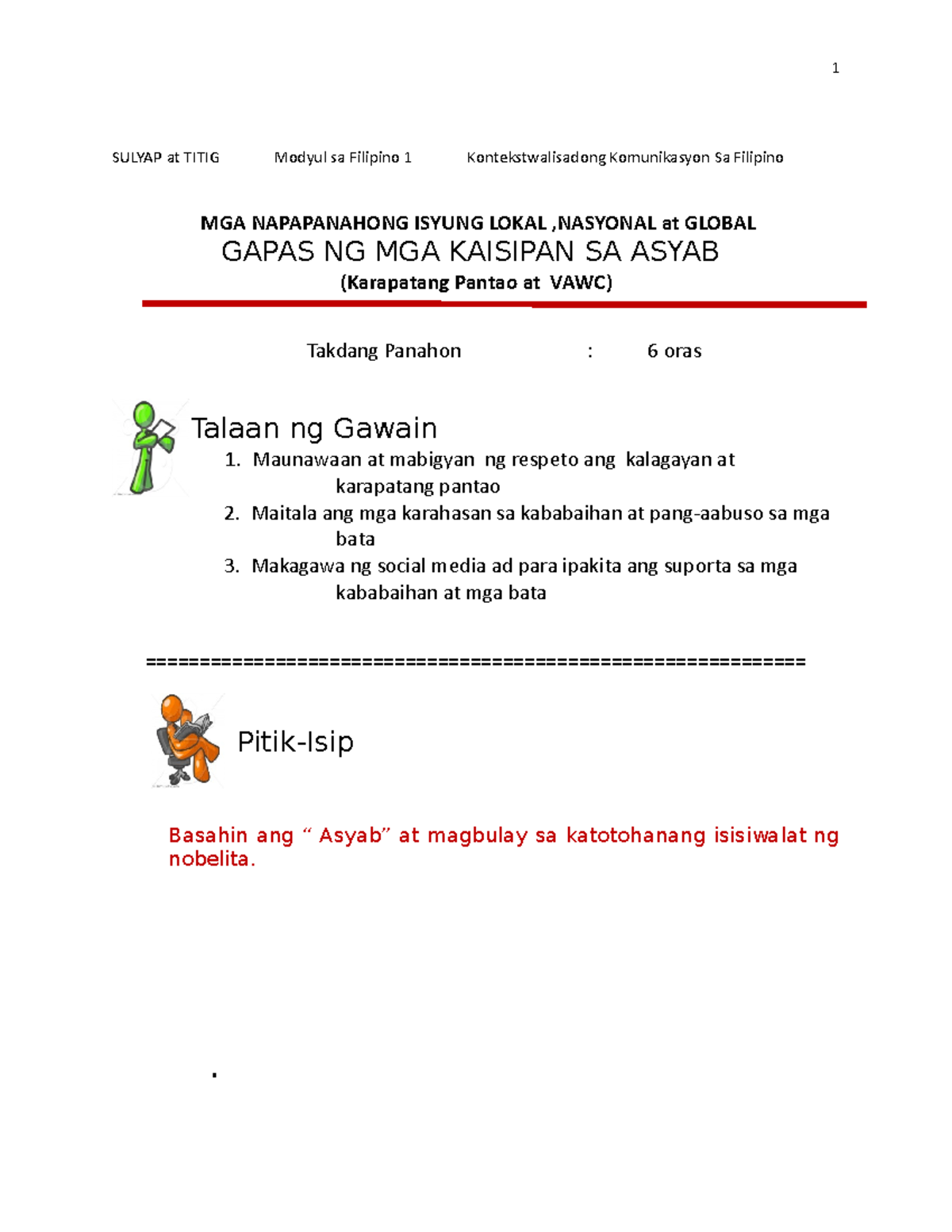 Gapas-ng-Asyab - Kkkk - SULYAP at TITIG Modyul sa Filipino 1 ...