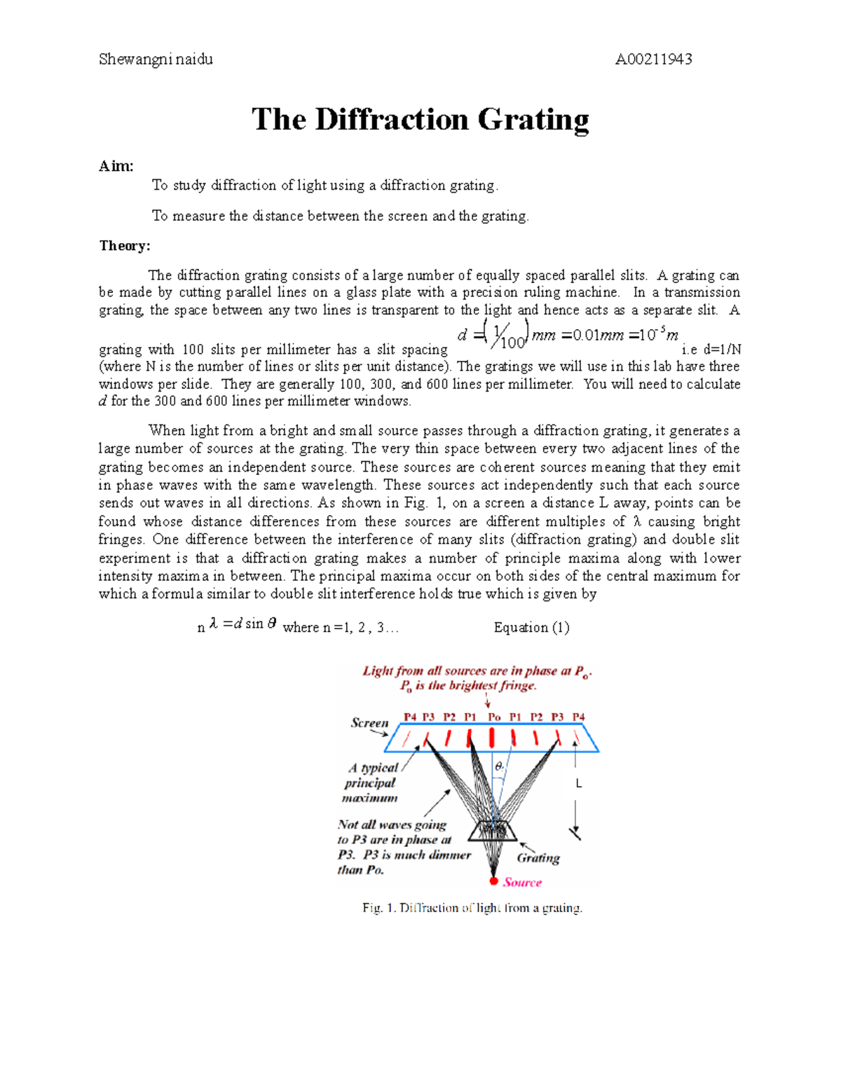 Diffraction-Grating-2022-sem-1 - The Diffraction Grating Aim: To study ...