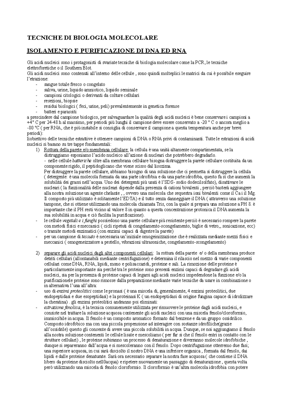 Tecniche DI Biologia Molecolare e genetica in tecniche di laboratorio biomedico - TECNICHE DI ...