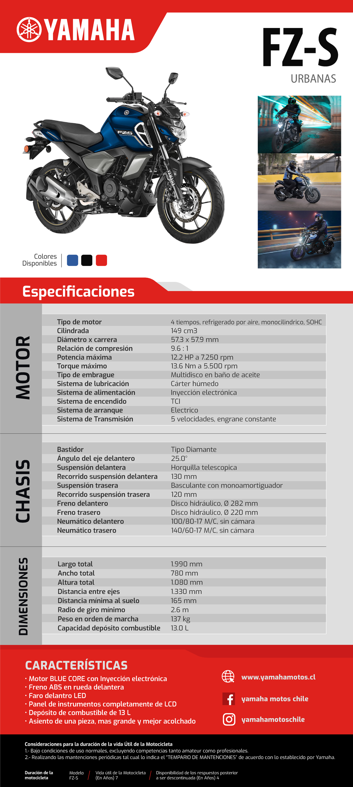 FZ-S-3 - Aaa - Especificaciones Colores Disponibles CARACTERÍSTICAS ...