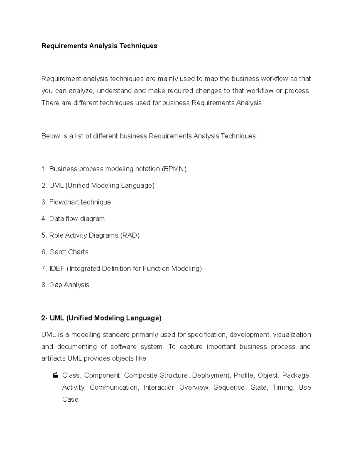 Requirements Analysis Techniques - Requirements Analysis Techniques ...