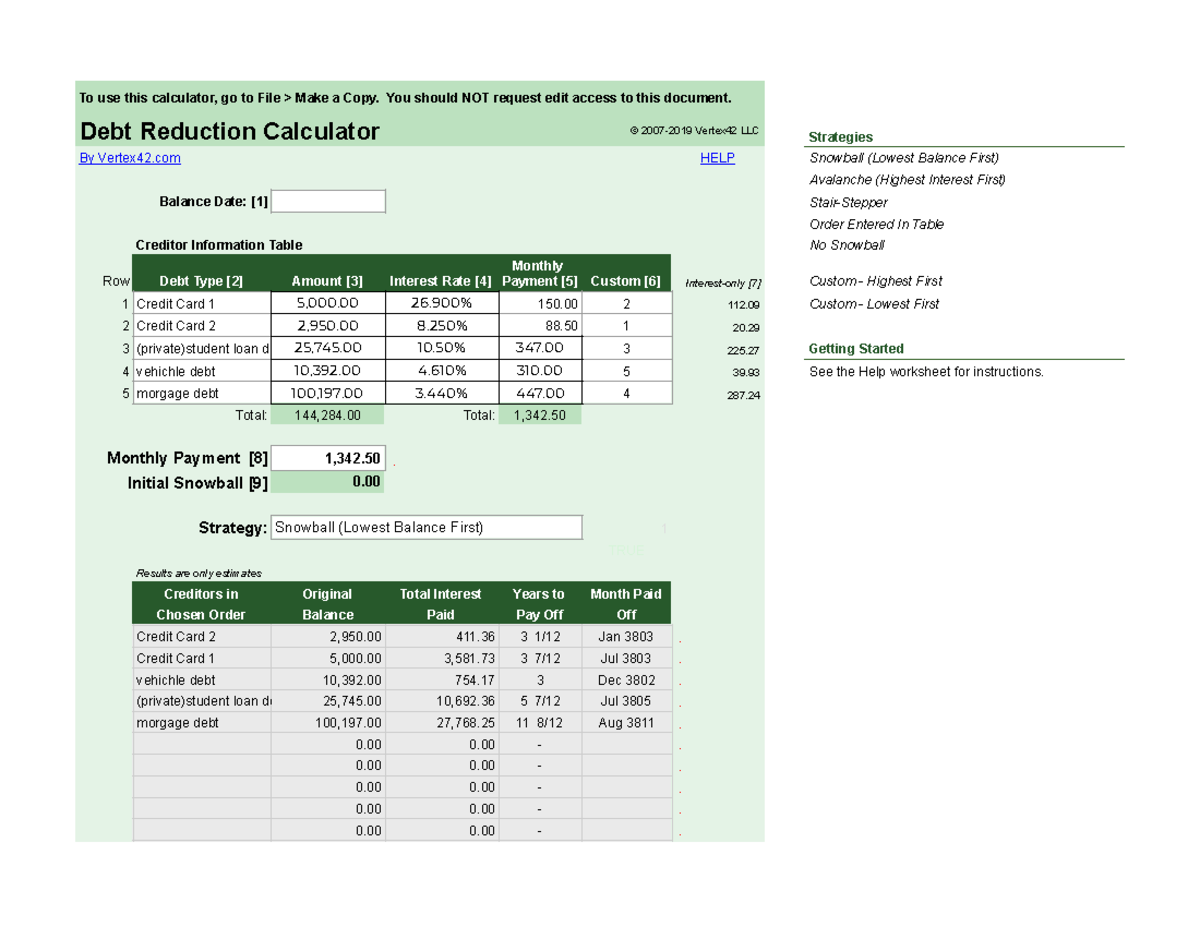 Erik Littleton - Debt Reduction Calculator - Calculator - To use this ...