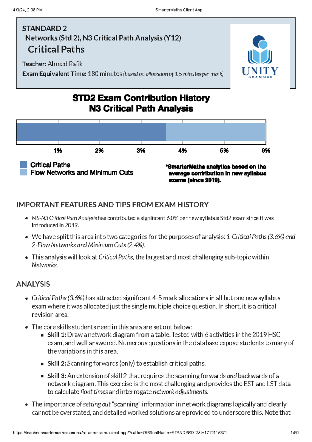 Networks 2 - STANDARD 2 Networks (Std 2), N3 Critical Path Analysis (Y12) Critical Paths Teacher ...