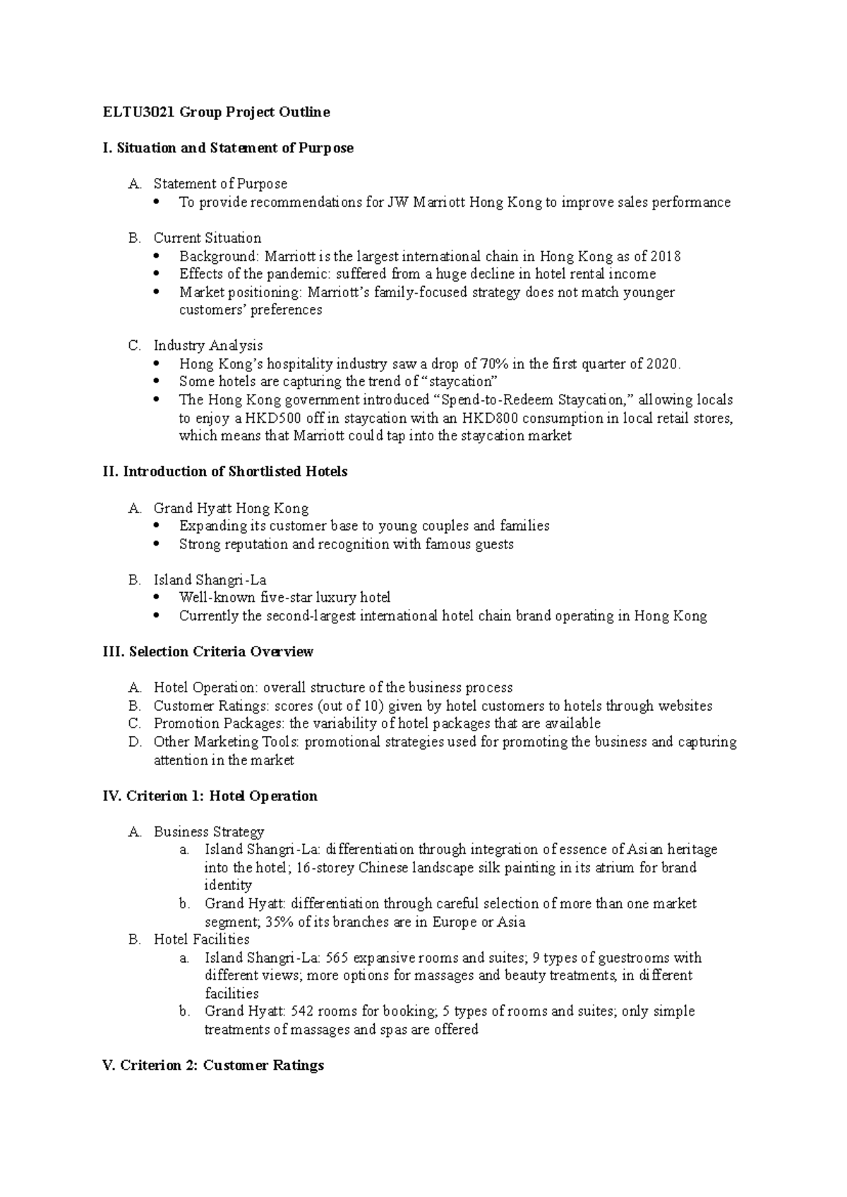 ELTU3012 Lesson 6 Sample Outline - ELTU3021 Group Project Outline I ...