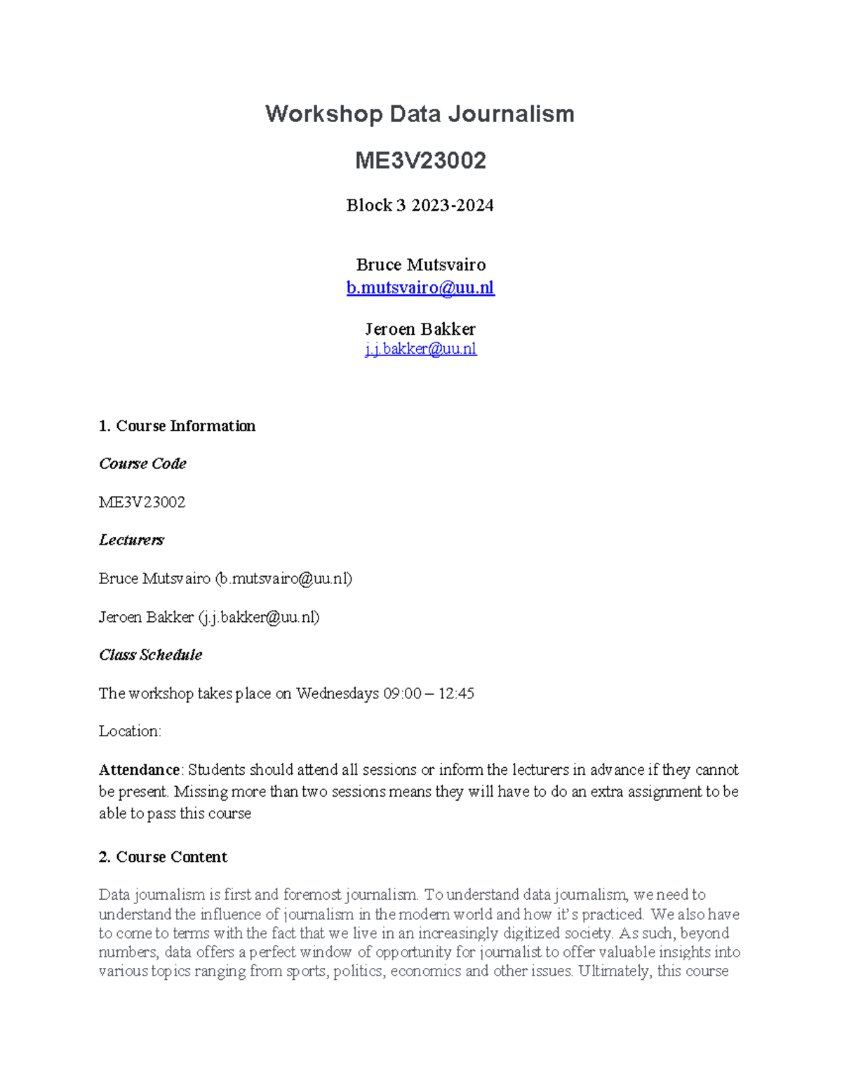 Data Journalism Syllabus 2024 - Workshop Data Journalism ME3V Block 3 ...