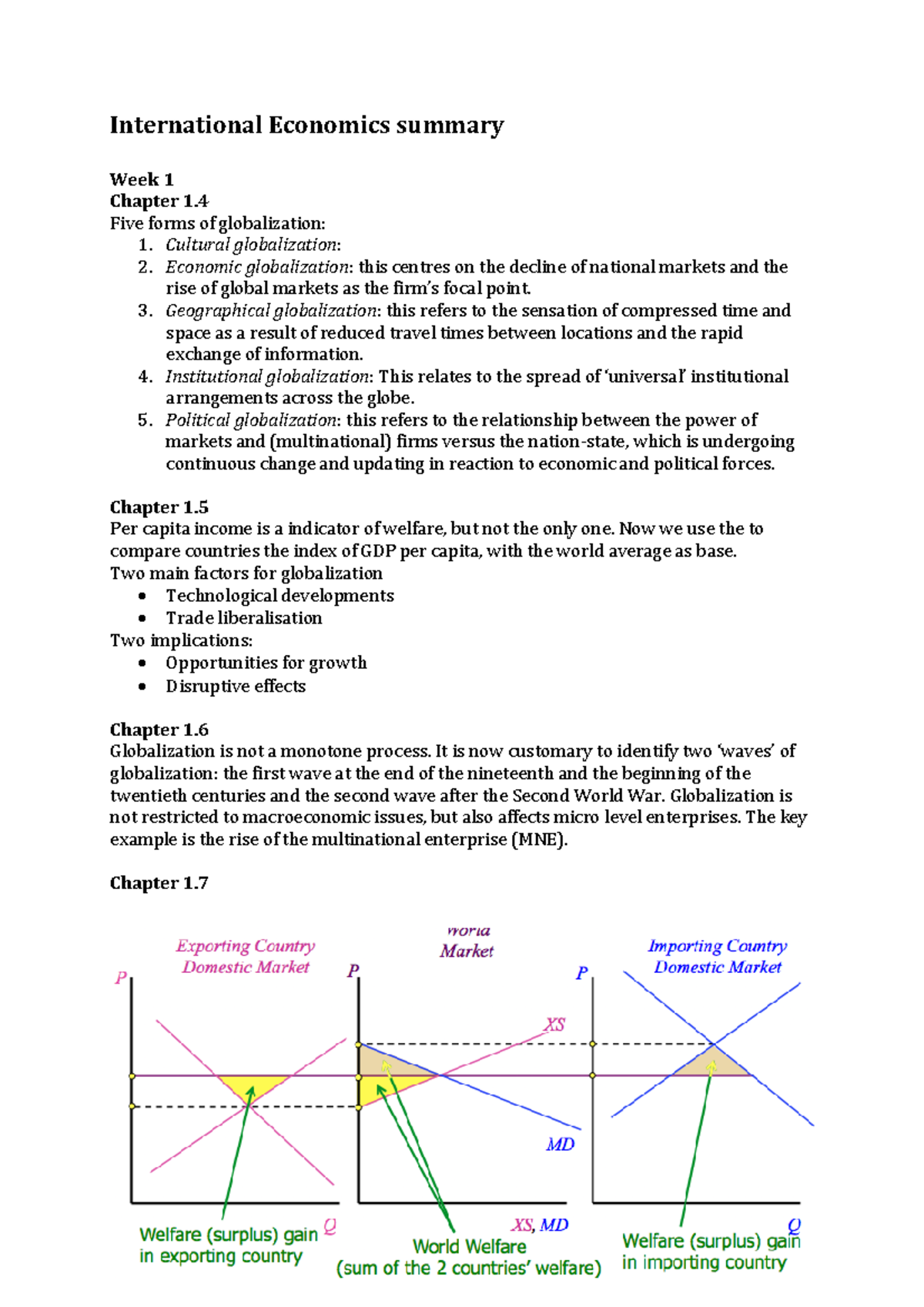 Summary, International Economics for E & BE, weeks 1 and 2 ...