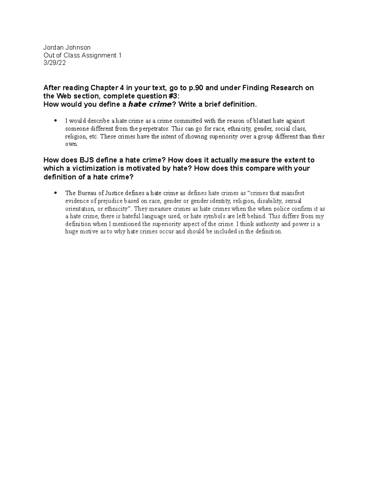 Out of Class Assignment 1 - Jordan Johnson Out of Class Assignment 1 3 ...