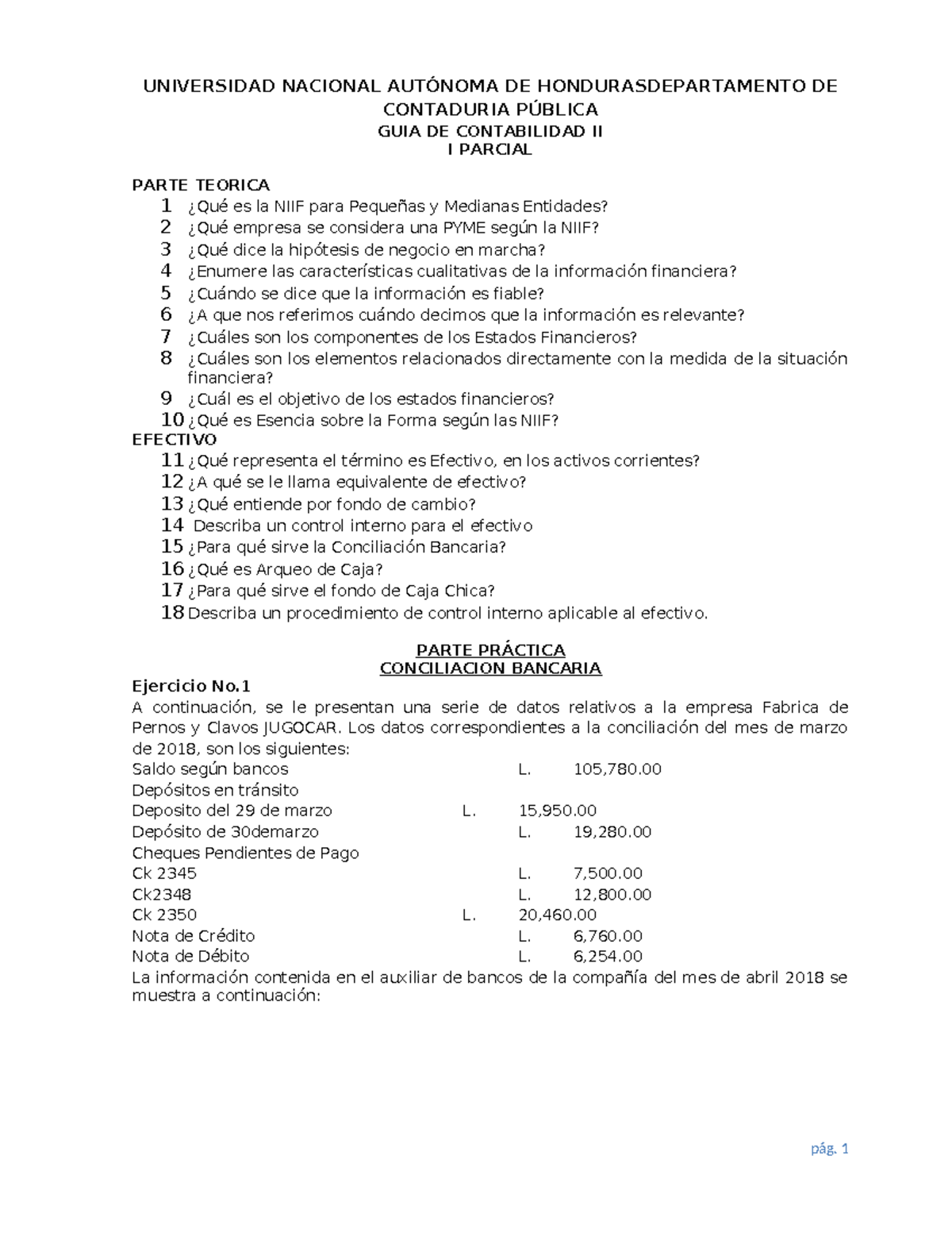 Guía Contabilidad 2, IParcial-23 - UNIVERSIDAD NACIONAL AUTÓNOMA DE HONDURASDEPARTAMENTO DE ...