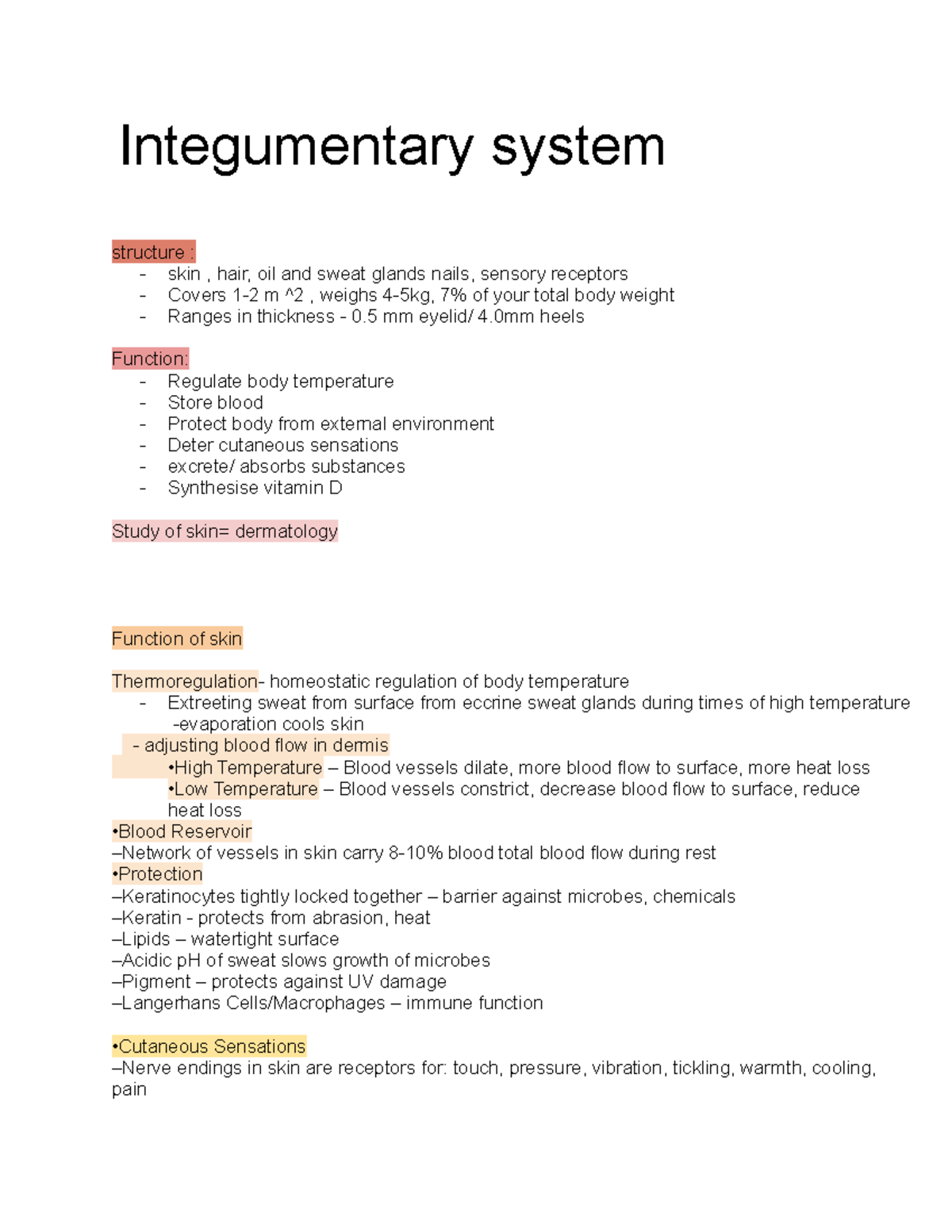 Integumentary system - Integumentary system structure : - skin , hair ...