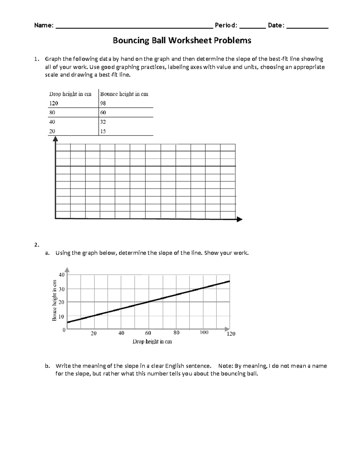 Bouncing+Ball+Lab+Worksheet+Problems - Name ...