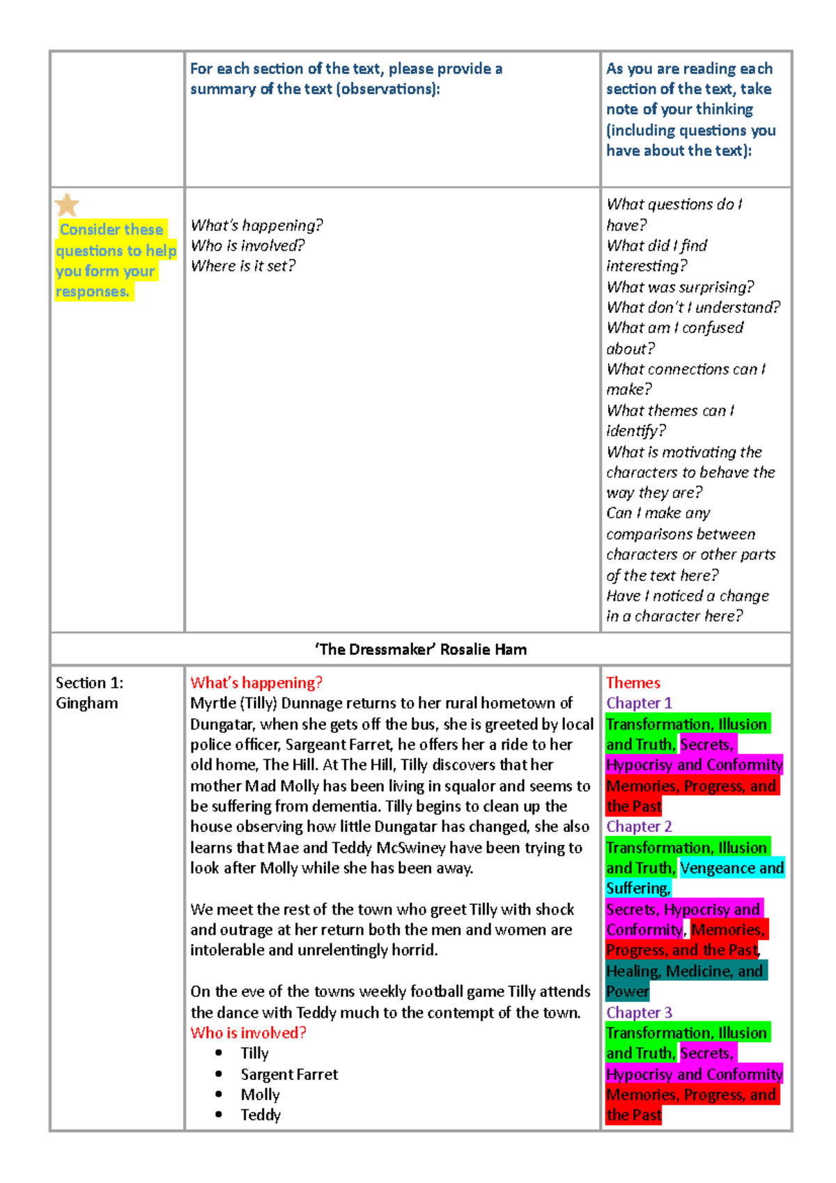 Holiday homework comparative - For each section of the text, please ...