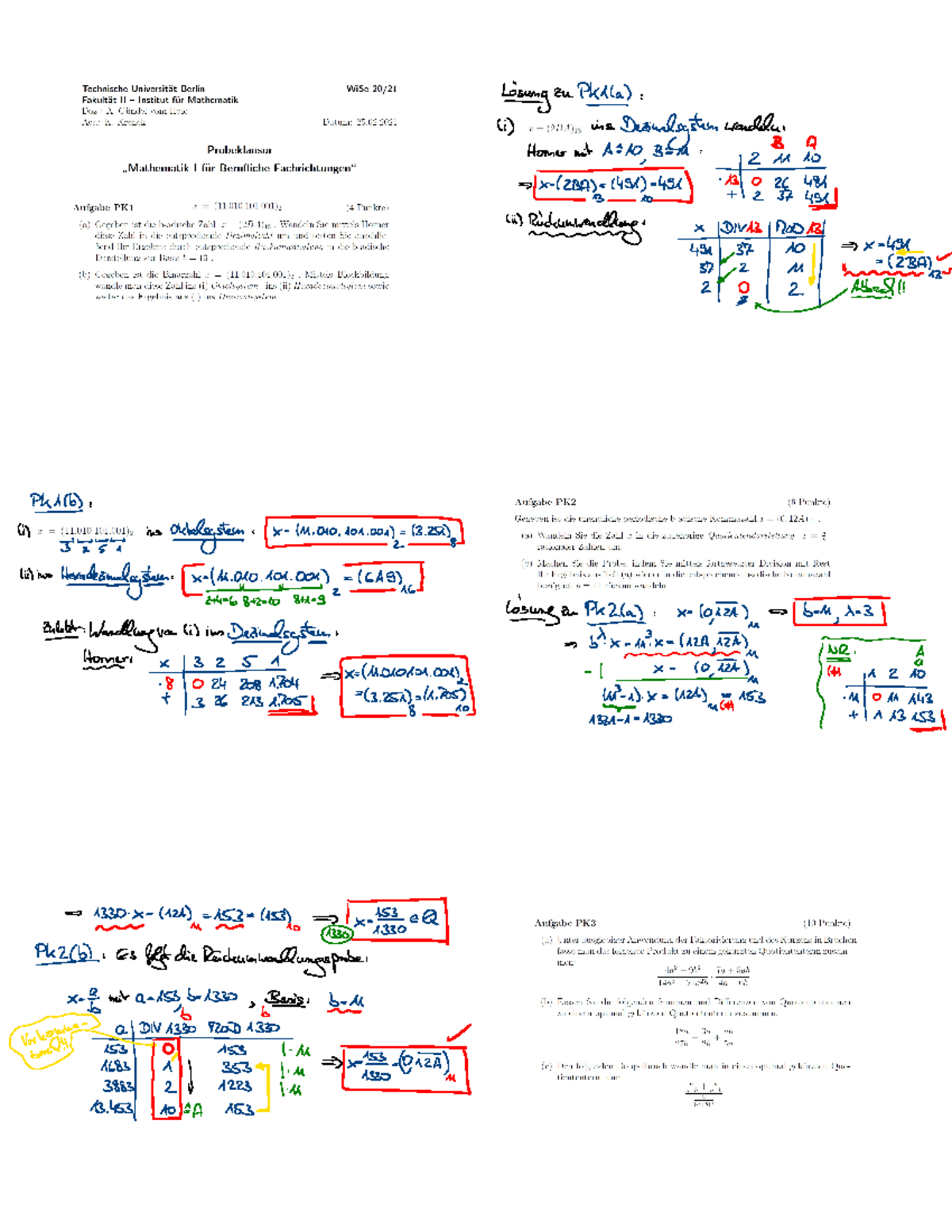 Mathe I Klausur PK Loesungen - Mathematik I für Berufliche ...