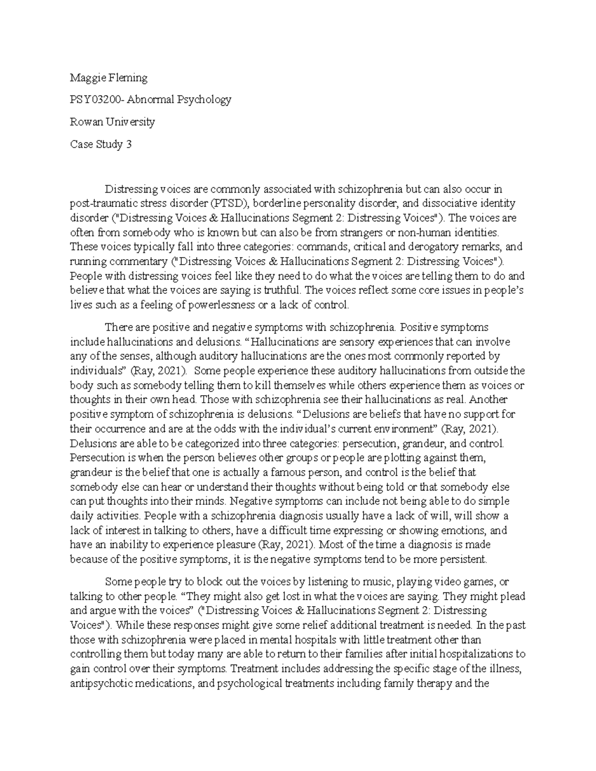 Abnormal Psych Casestudy 3 - Maggie Fleming PSY03200- Abnormal ...