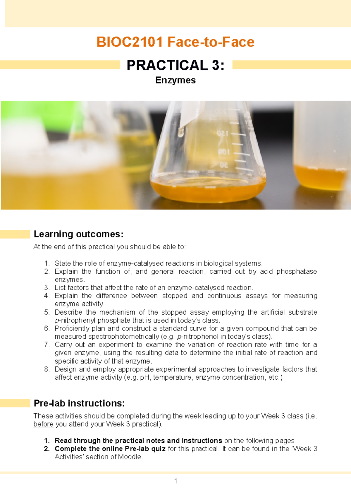 BIOC2101 Face - lab manual - BIOC2101 Face-to-Face PRACTICAL 3: Enzymes ...