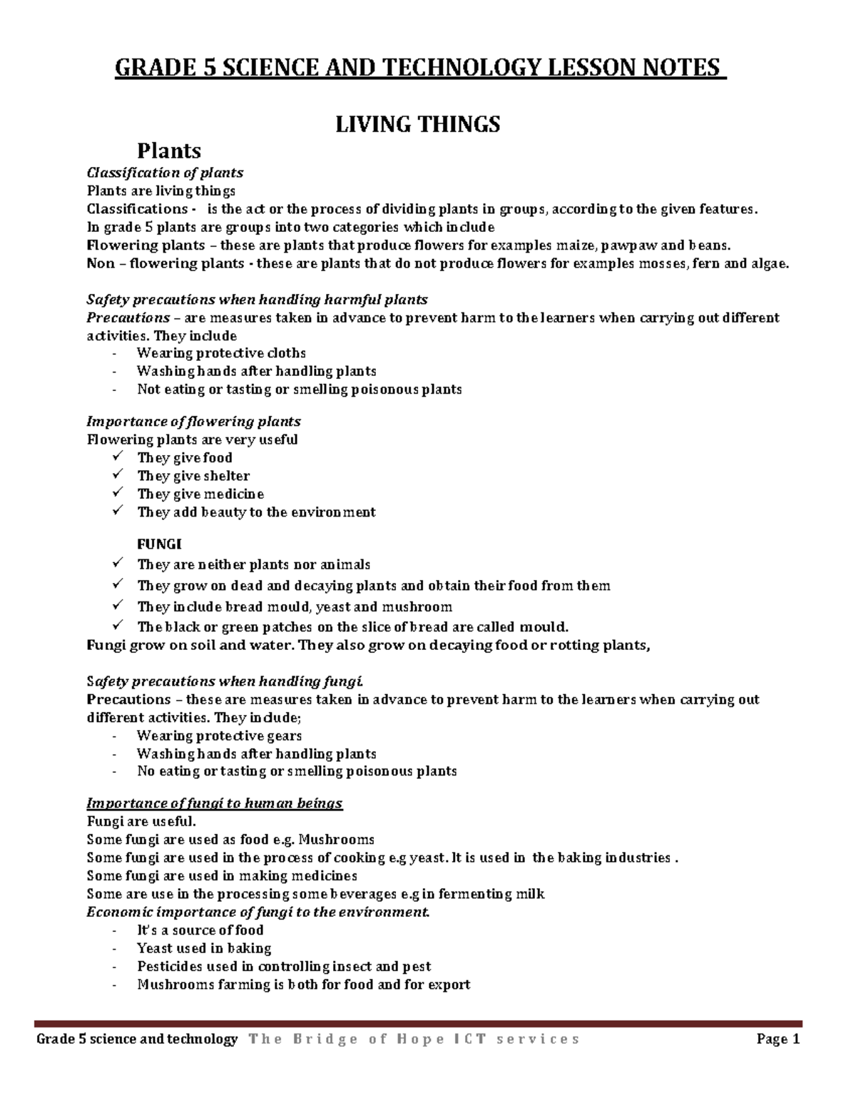 SCIE&TECH G5 Notes - N/A - GRADE 5 SCIENCE AND TECHNOLOGY LESSON NOTES ...