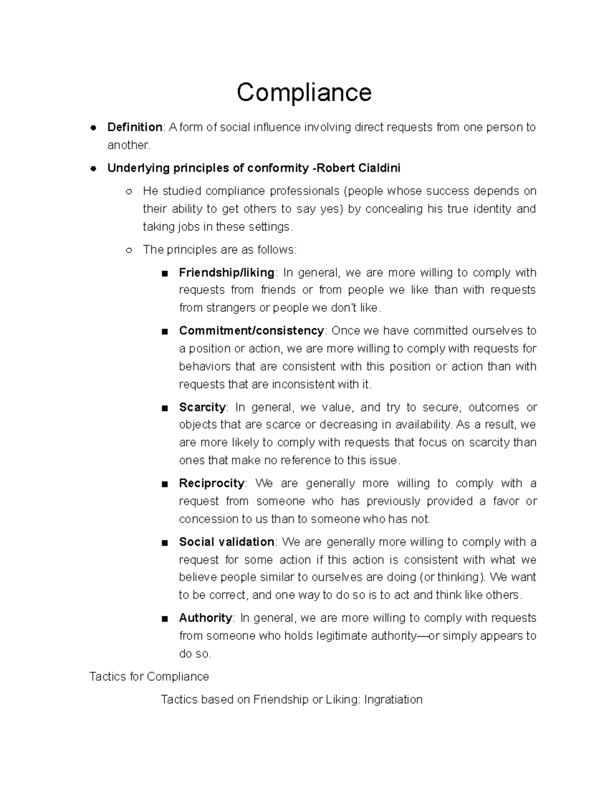 Unit 5 lec3 (compliance) - Compliance Definition : A form of social ...