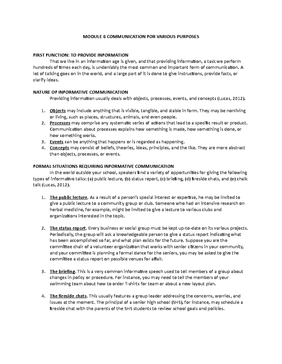 Module 6 Communication FOR Various Purposes - Purposive Communication ...