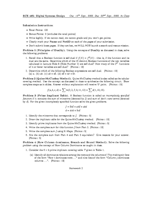 ECE 465: Digital Systems Design Homework 4 - Studocu