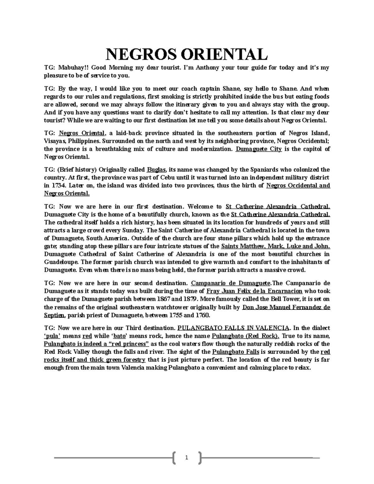 Negros Oriental (Script) - NEGROS ORIENTAL TG: Mabuhay!! Good Morning ...