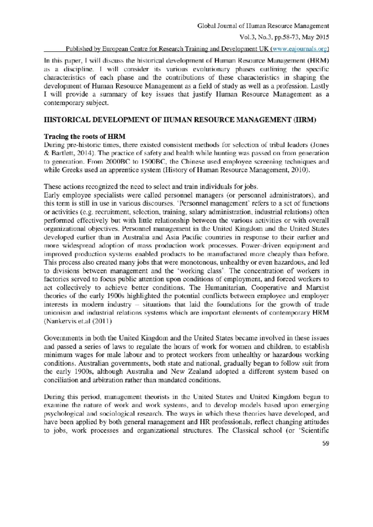 History and evaluation of Human Resource management - Human Resource ...