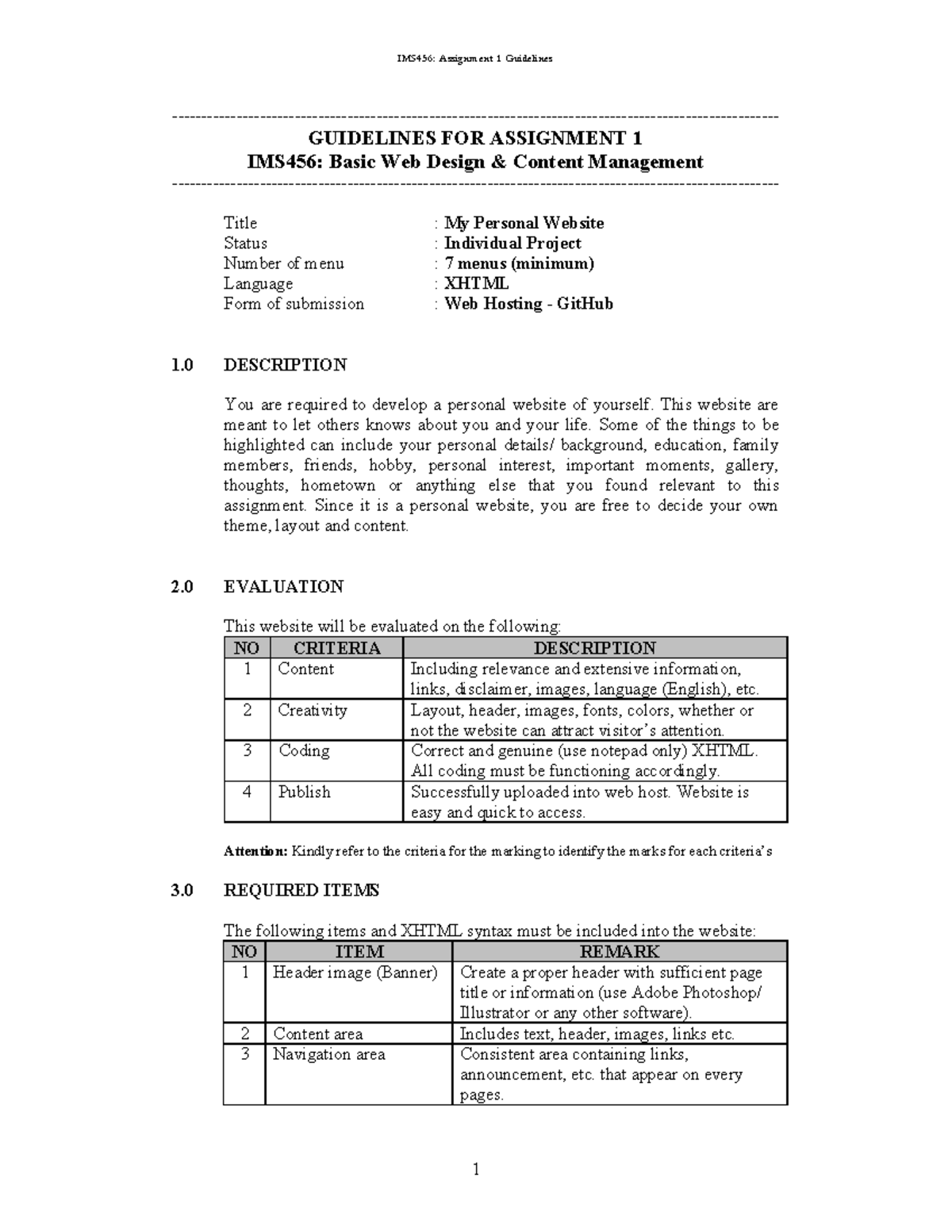 IMS456-Assignment 1 Guidelines ODL - IMS456: Assignment 1 Guidelines 1 - GUIDELINES FOR ...
