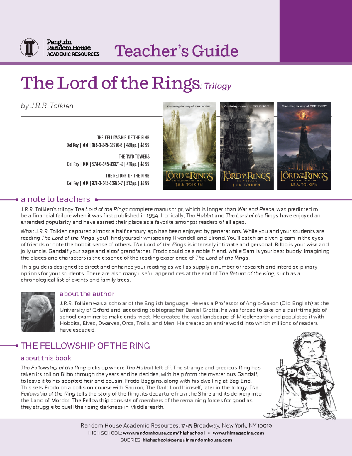 Tlotr - a note to teachers J.R. Tolkien’s trilogy The Lord of the Rings ...