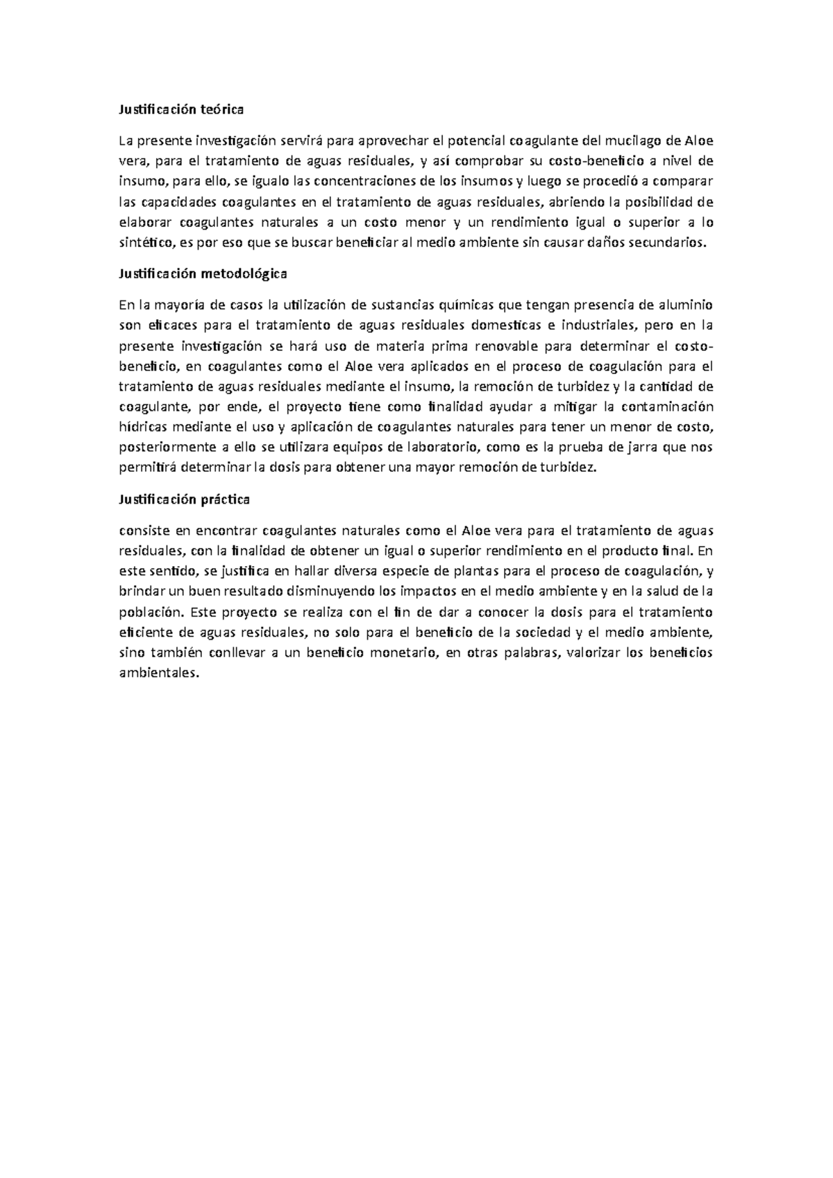 Justificación de investigación de practicas - Justificación teórica La ...