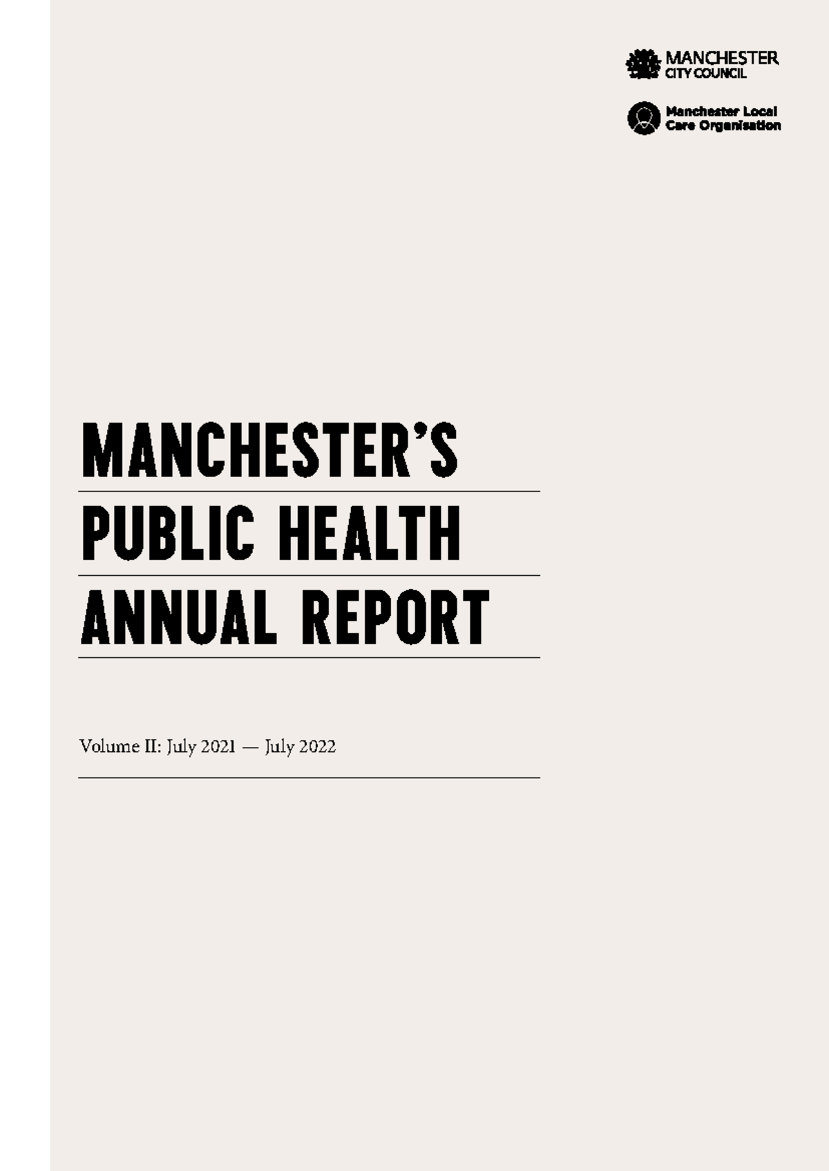 Public Health Annual Report 2022 - 1 MANCHESTER’S Public Health Annual ...