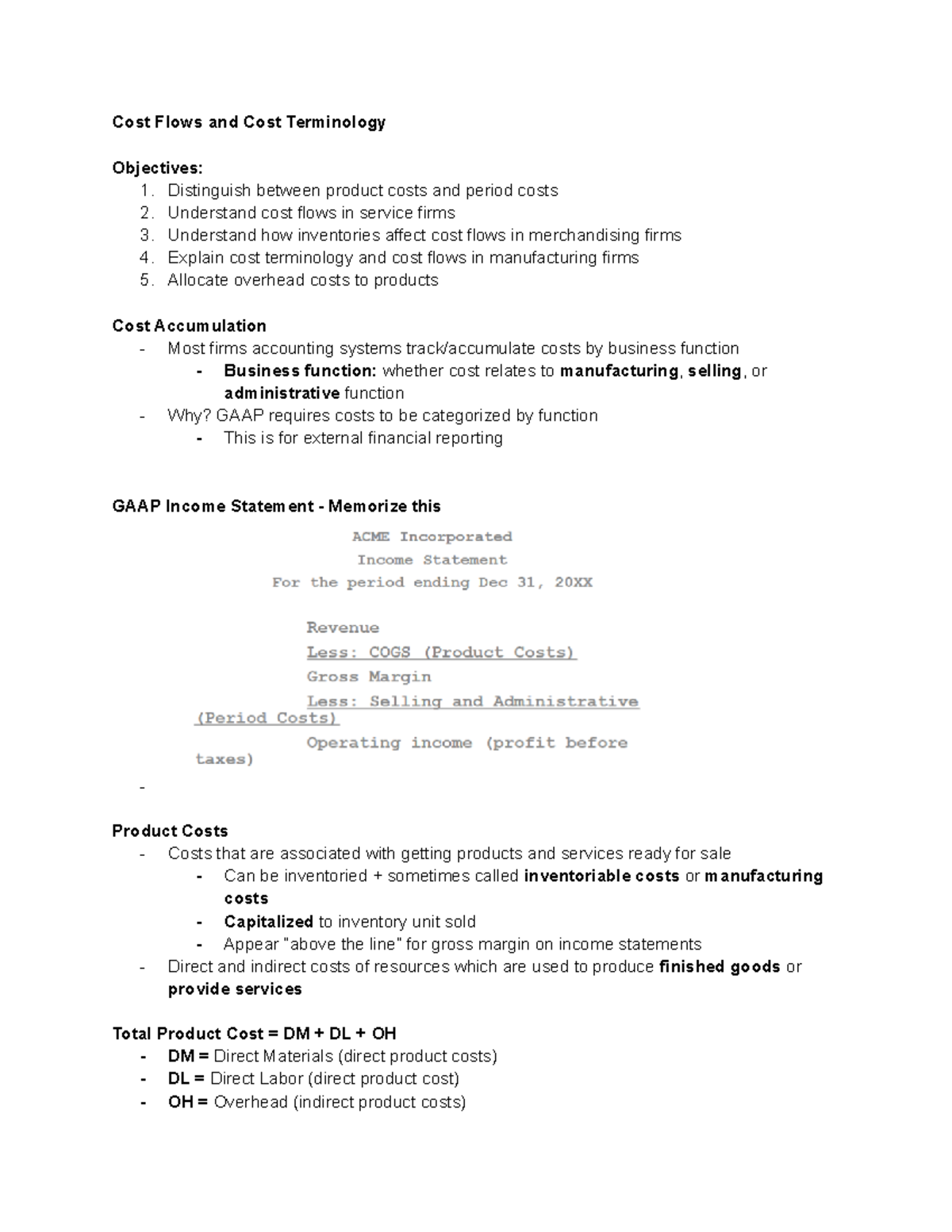 Ch. 3 Lecture Cost Terminology - Cost Flows and Cost Terminology ...