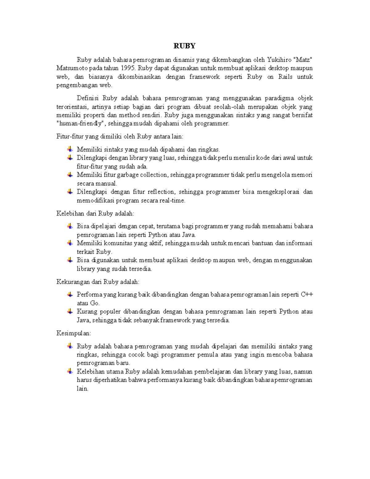 Resume Bahasa Pemrograman Ruby - RUBY Ruby adalah bahasa pemrograman ...