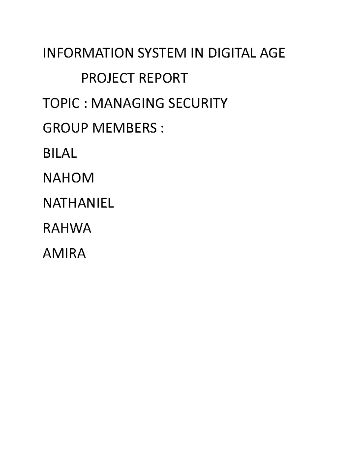 Information System IN Digital AGE ( Project Report) - INFORMATION ...