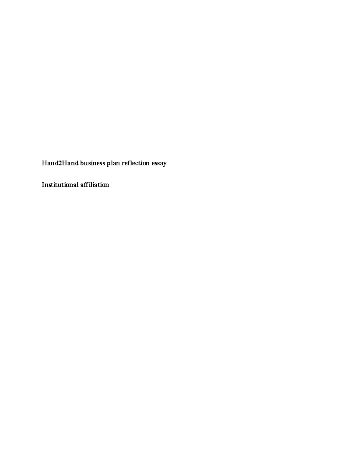 1378 New Venture Project Management - Hand2Hand business plan ...