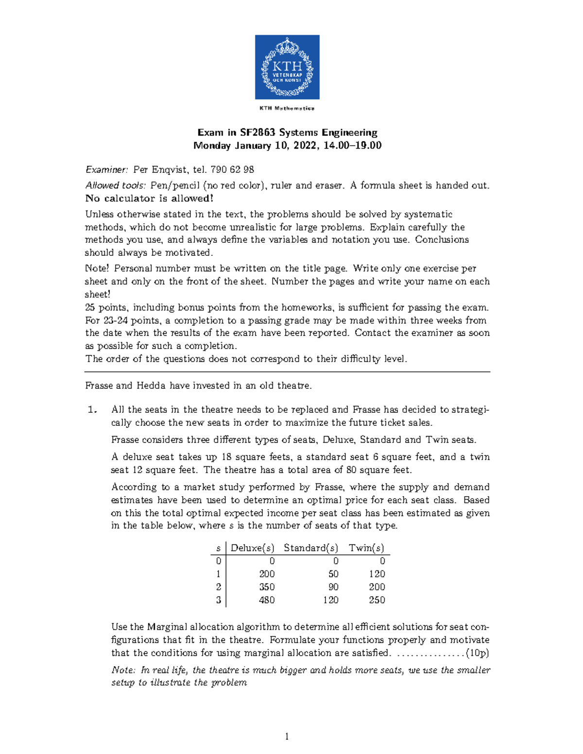 Exam questions, 2022 January - ME1316 - KTH - Studocu