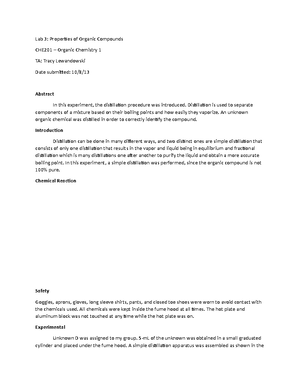 CHE201 Experiment 2 Panacetin Separation Notebook Example - CHE 201LEC ...