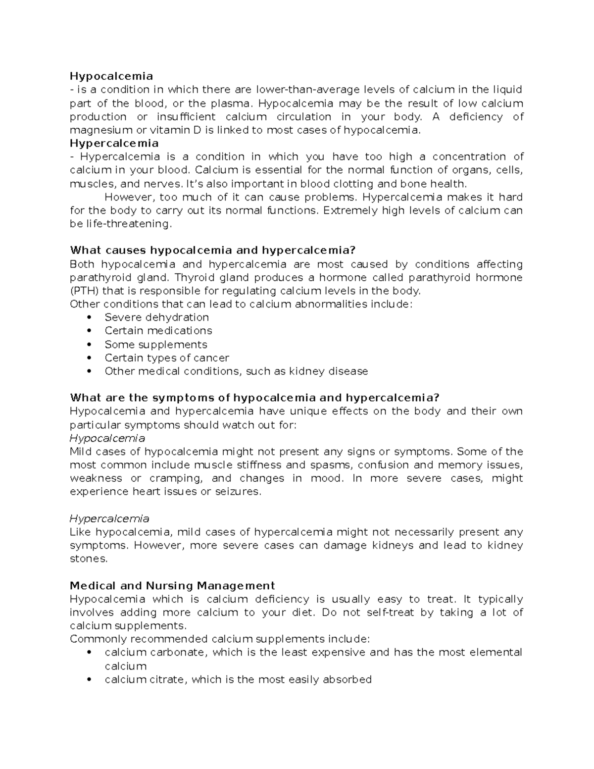 Fluid and Electrolytes Imbalance - Medical Surgical Nursing - Studocu