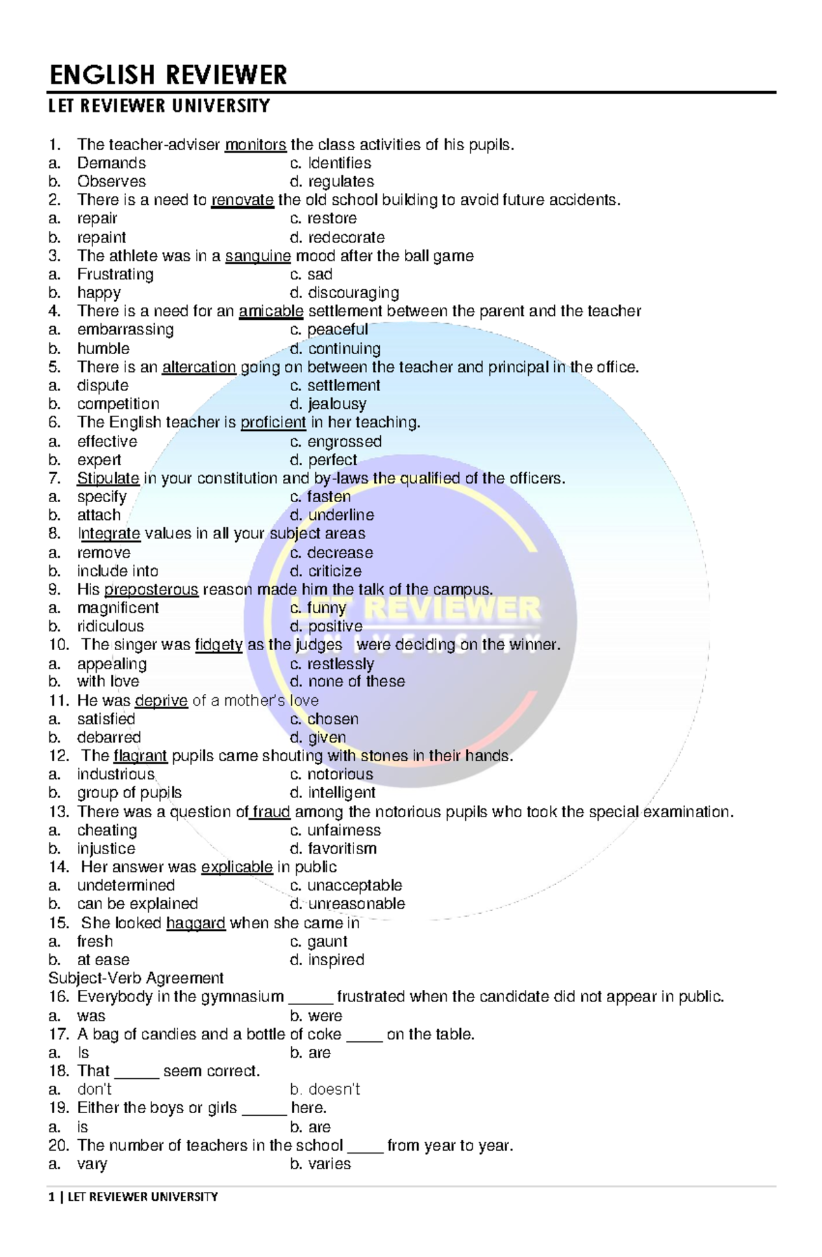 English Reviewer H - hkjhkj - ENGLISH REVIEWER LET REVIEWER UNIVERSITY ...