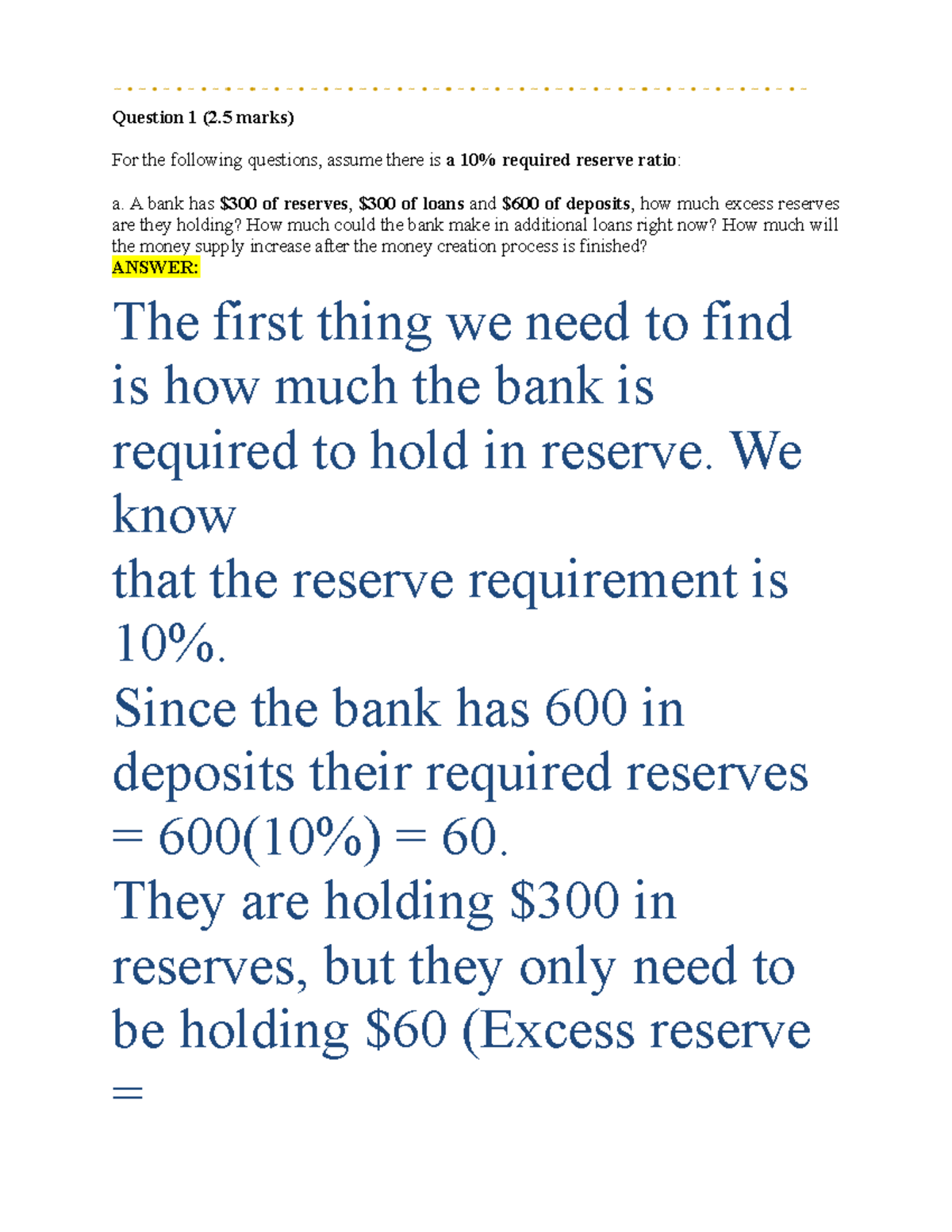 ECO121 individual-assignment-02 - Question 1 (2 marks) For the ...