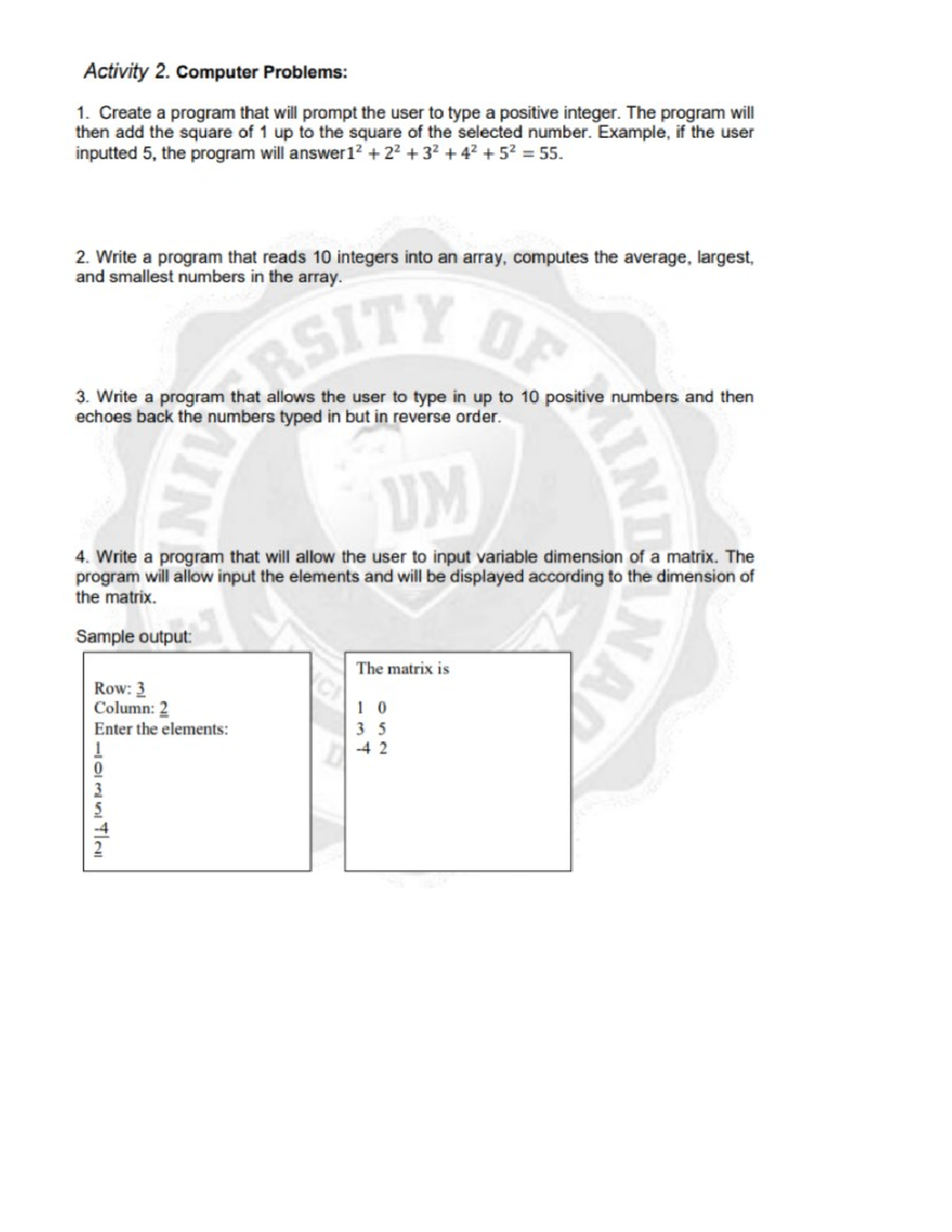 Computer Problem 3 - \ COMPUTER PROBLEM 3. #include - to declare ...