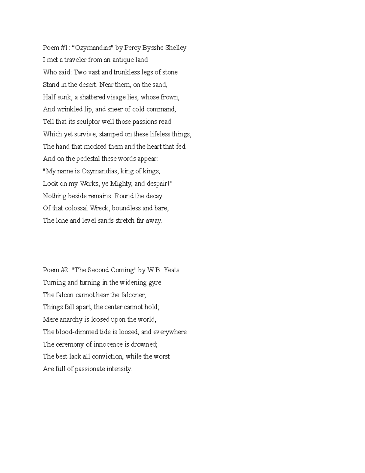 5 Poems - hideous dsyjbvdsggdsmpssovsivsivsigs - Poem #1: “Ozymandias ...