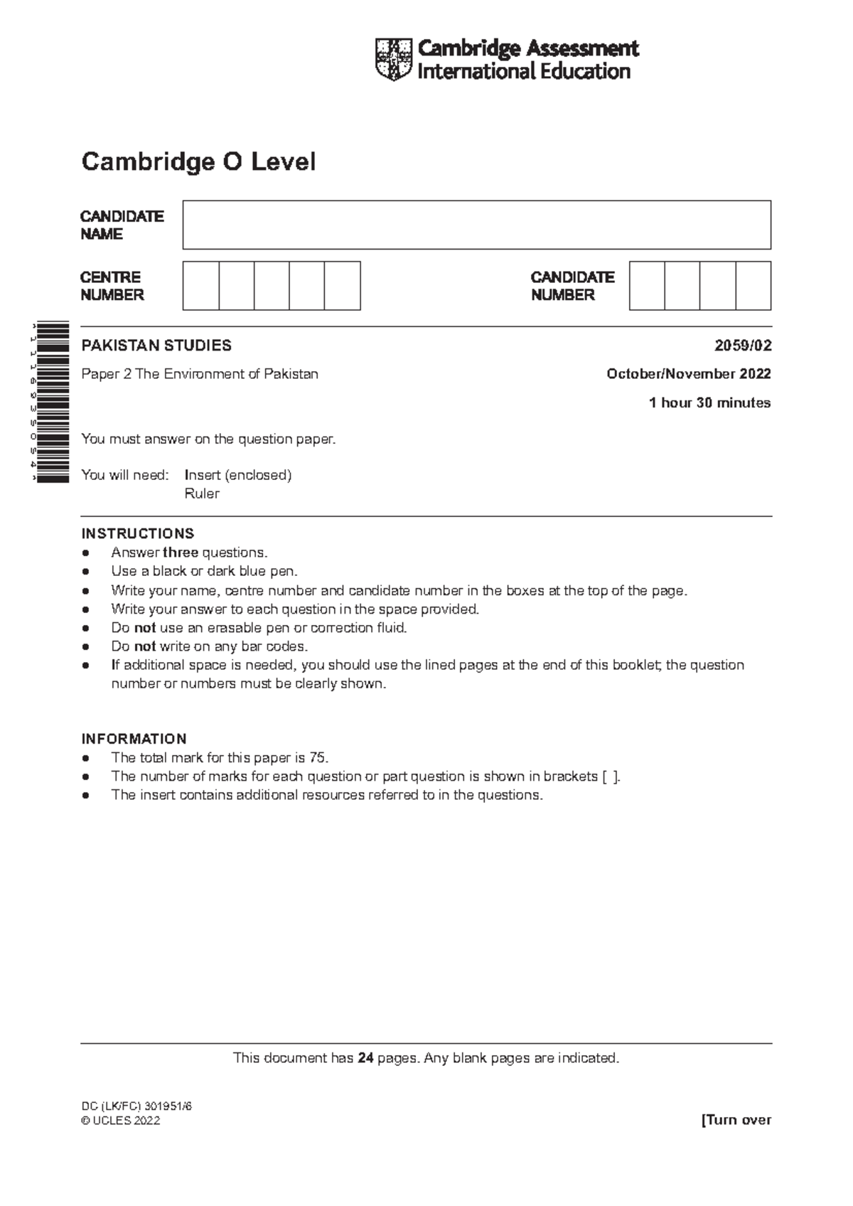 2059 w22 qp 02 - past paper for practicing questions of OLevel PAK ...