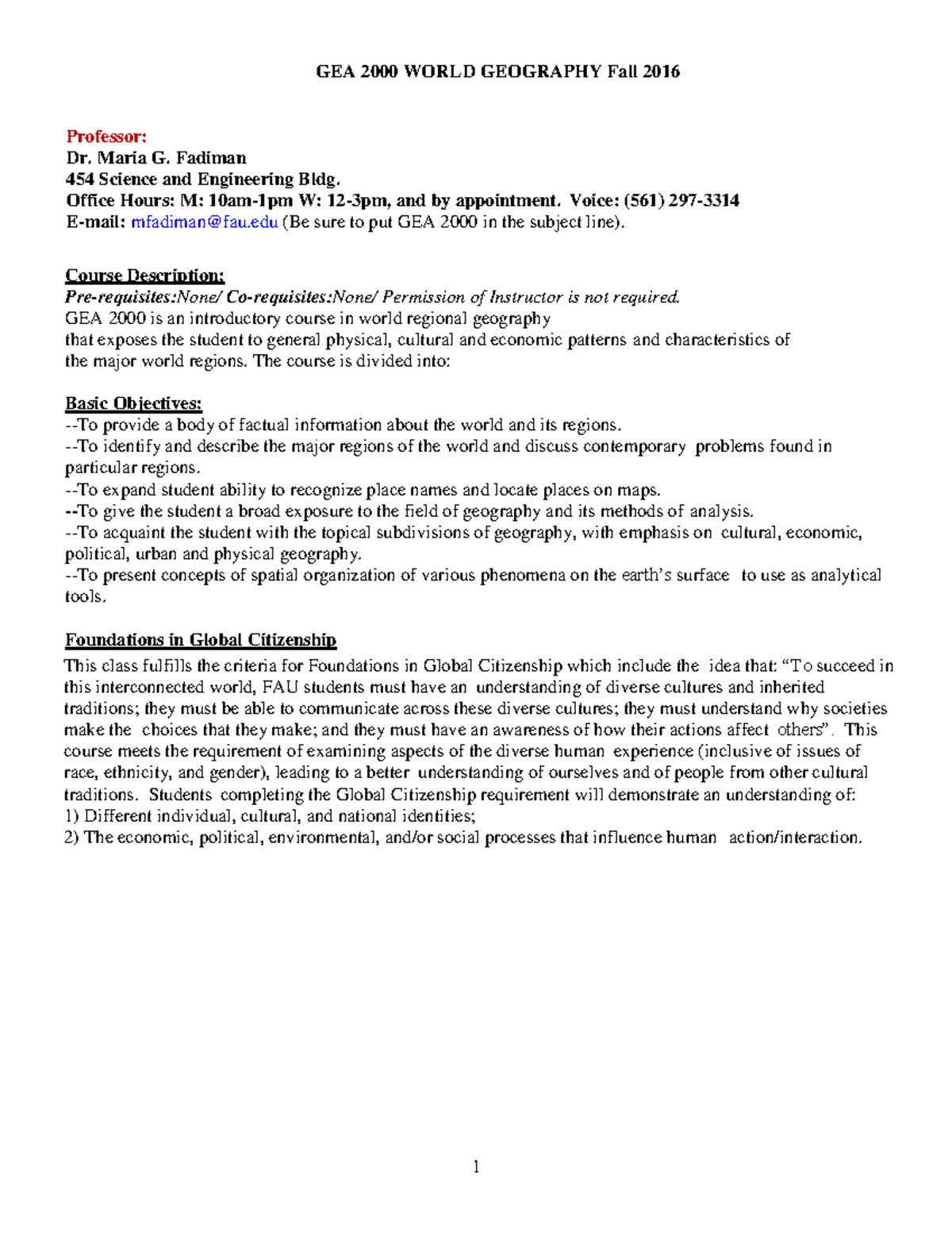 Syllabus -GEA 2000-002-World Geography-Fadiman Maria-RK - GEA 2000 ...