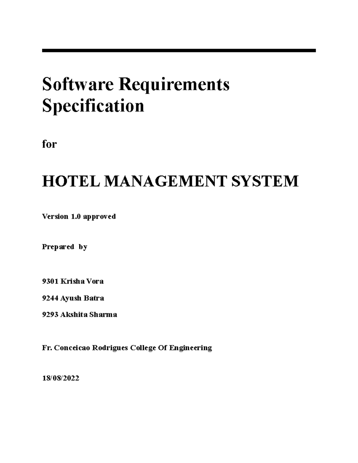 Exp 1 - SRS Document Group 5 - Software Requirements Specification for ...