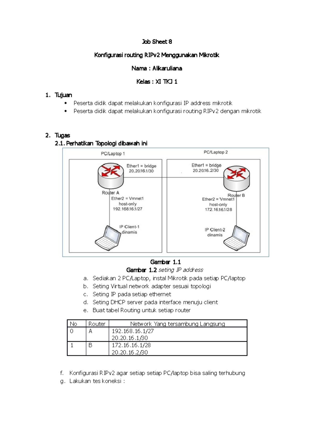Jobsheet 8 TKJ XI - Job Sheet 8 Konfigurasi routing RIPv 2 Menggunakan ...