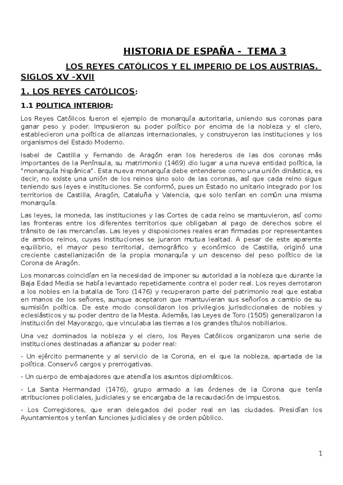 T. 3 RRCC Y Austrias - es interane - HISTORIA DE ESPAÑA - TEMA 3 LOS REYES CATÓLICOS Y EL ...