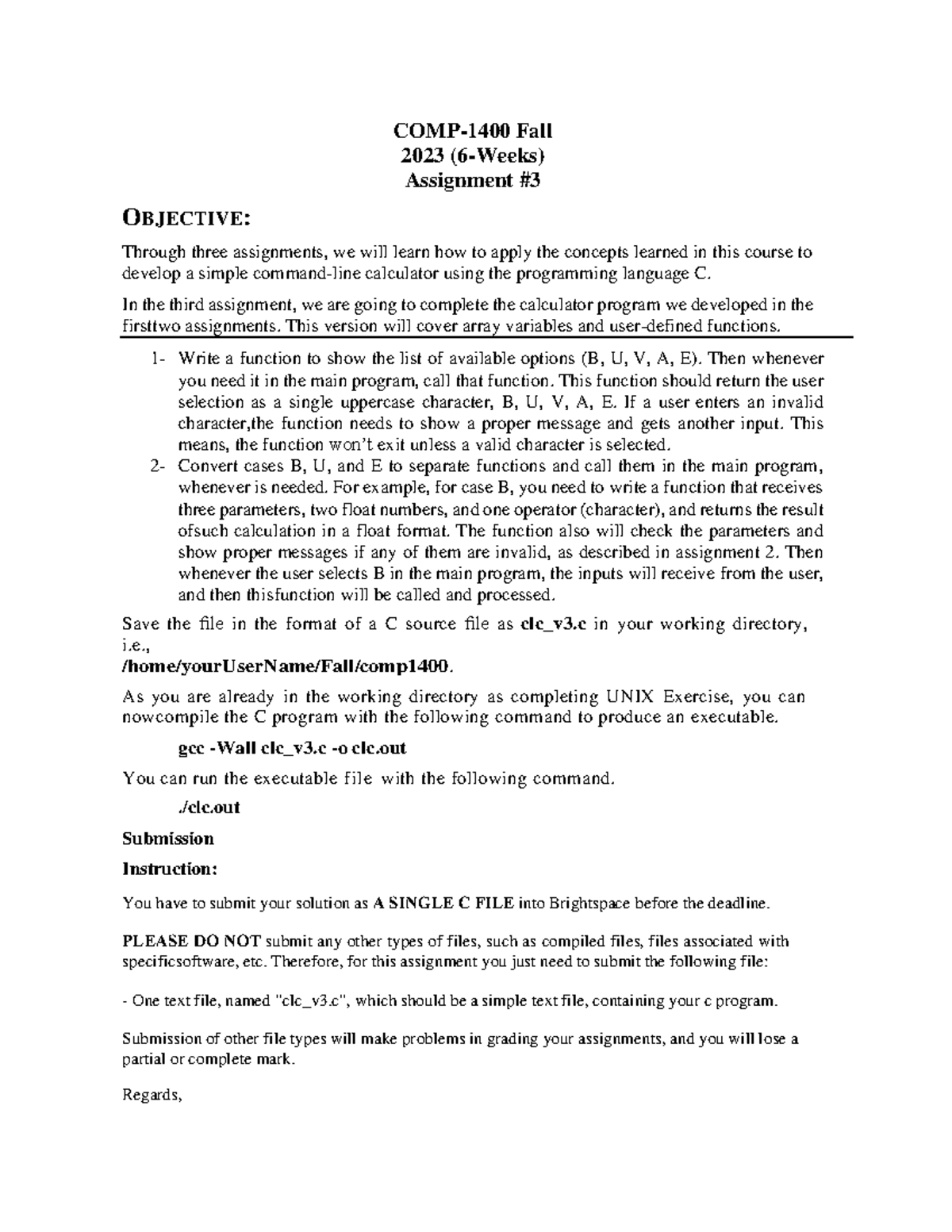 Assignment 3-F2023 - COMP- 1400 Fall 2023 (6-Weeks) Assignment ...